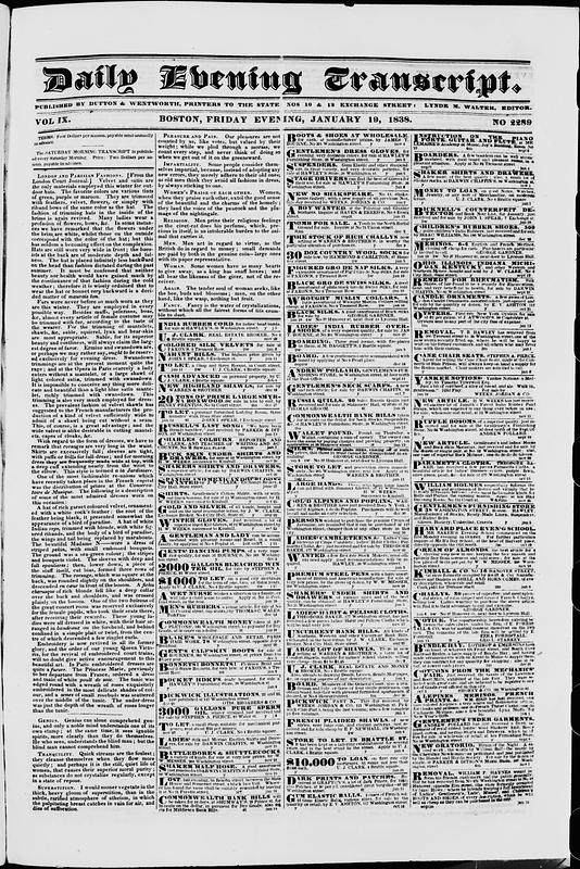 Daily Evening Transcript. January 19, 1838 - Digital Commonwealth