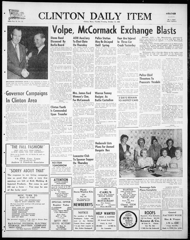 Clinton Daily Item. October 11, 1966 - Digital Commonwealth