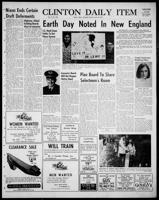 Clinton Daily Item. April 23, 1970 - Digital Commonwealth