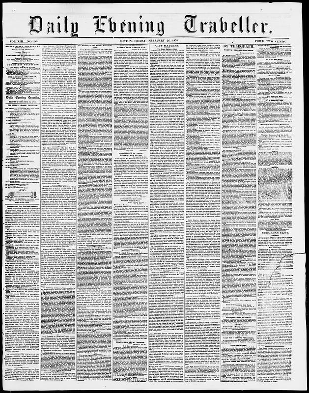 Daily Evening Traveller. February 26, 1858 - Digital Commonwealth