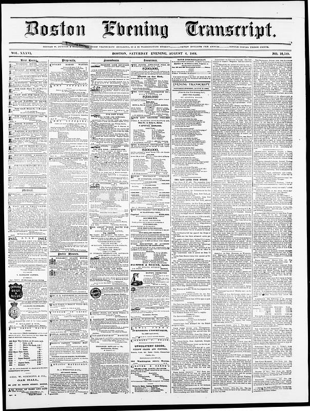 Boston Evening Transcript. August 06, 1864 - Digital Commonwealth