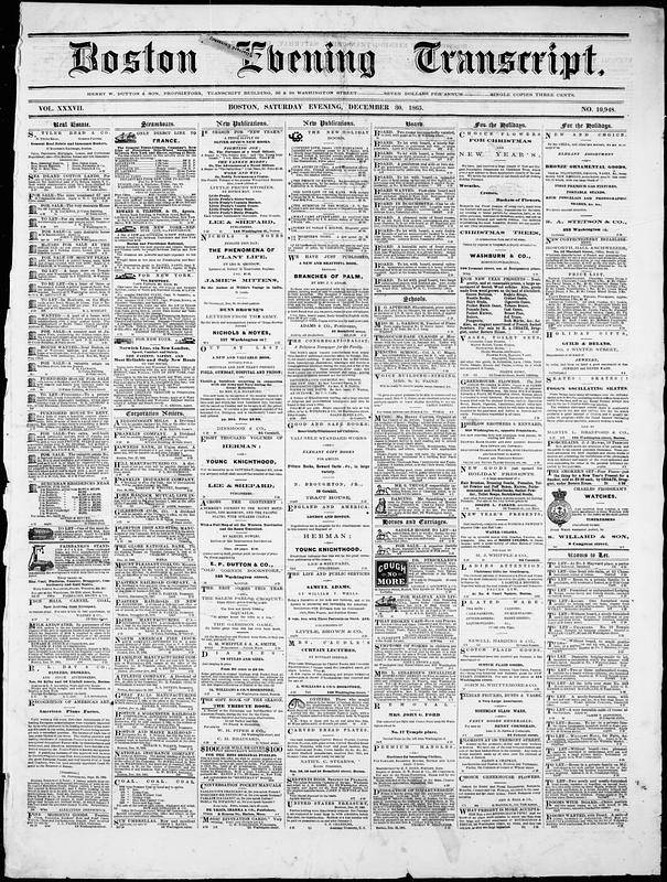 Boston Evening Transcript. December 30, 1865 - Digital Commonwealth