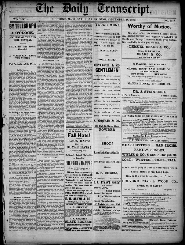 The Daily Transcript. September 28, 1889 - Digital Commonwealth