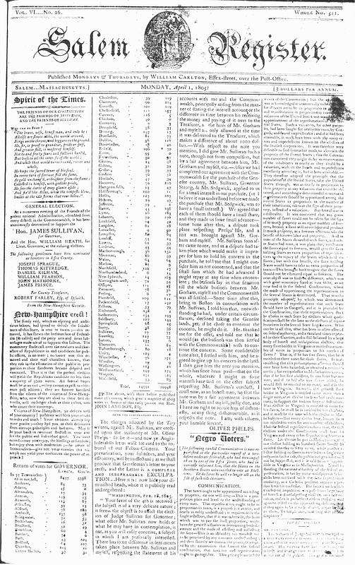 The Salem Register. April 01, 1805 - Digital Commonwealth