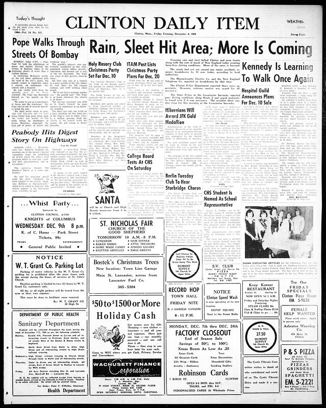 Clinton Daily Item. December 04, 1964 - Digital Commonwealth
