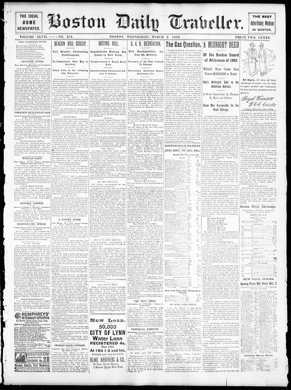 Boston Daily Traveller. March 02, 1892 - Digital Commonwealth