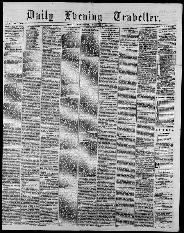 Daily Evening Traveller. February 22, 1871 - Digital Commonwealth