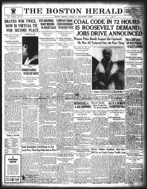 Boston Herald. August 21, 1933 - Digital Commonwealth