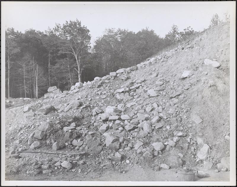 Left wall of dam showing rip-rap - Digital Commonwealth