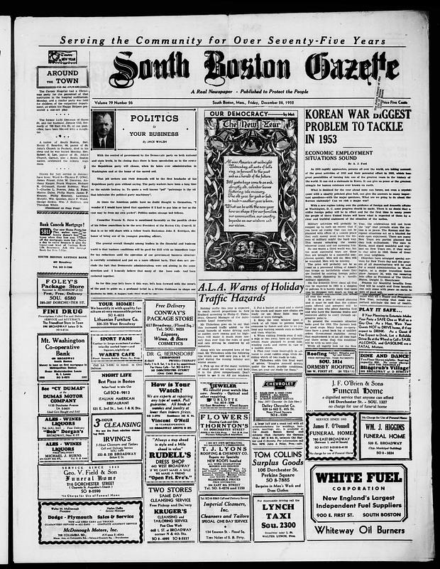 South Boston Gazette, December 26, 1952 - Digital Commonwealth