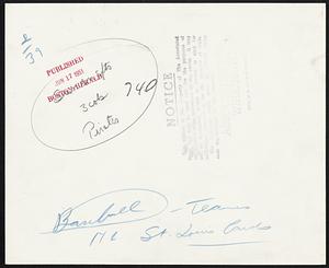 Farwell to Bucs- Pitcher Cliff Chambers (1) and Third Baseman Wally ...