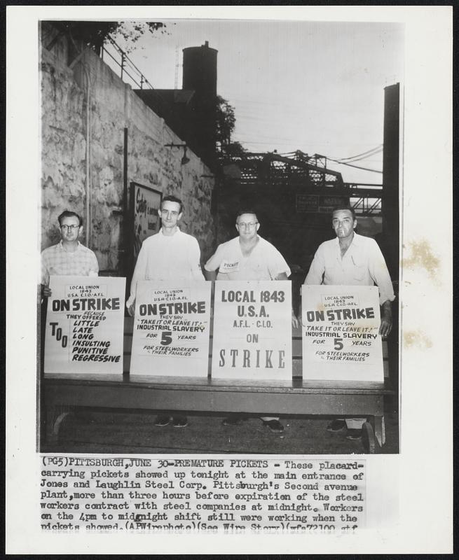 Premature Pickets - These placard-carrying pickets showed up tonight at ...