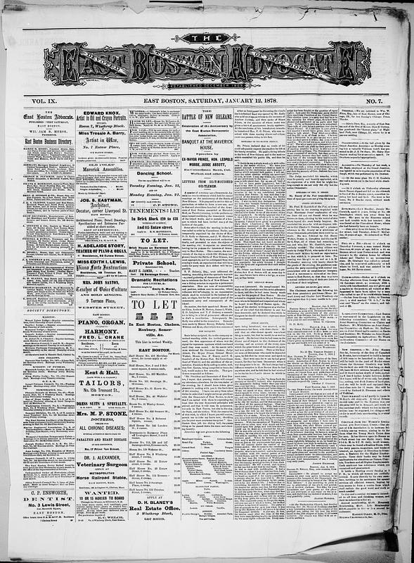 The East Boston Advocate. January 12, 1878 - Digital Commonwealth