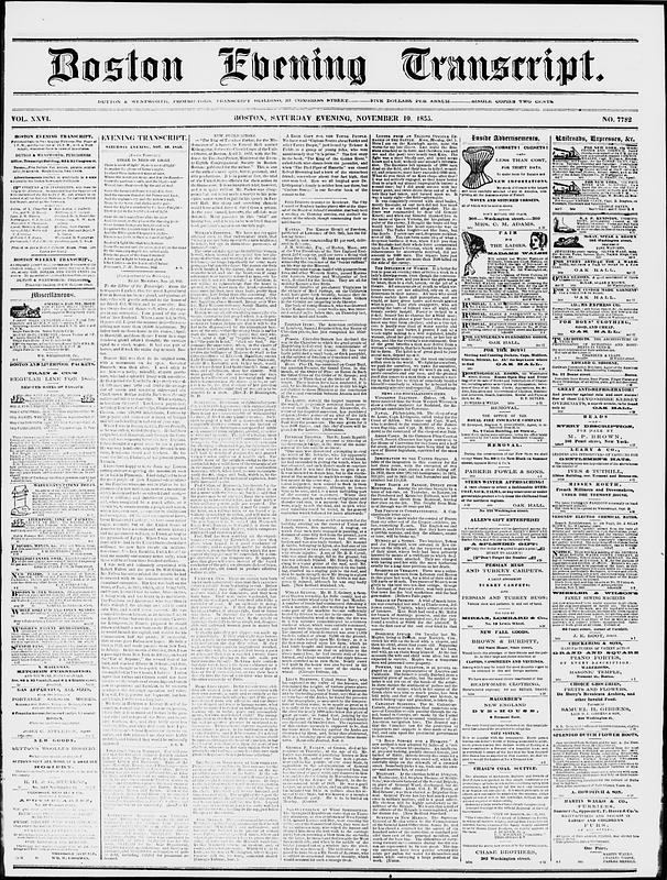 Boston Evening Transcript. November 10, 1855 - Digital Commonwealth