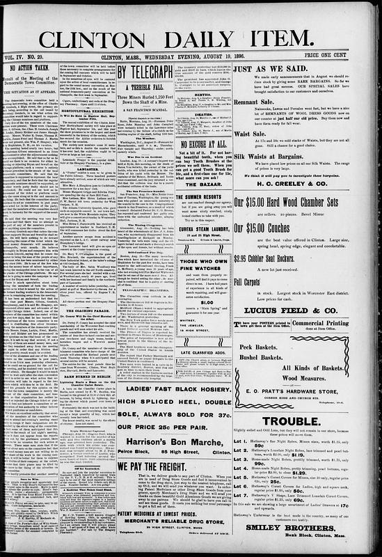 Clinton Daily Item. August 19, 1896 - Digital Commonwealth