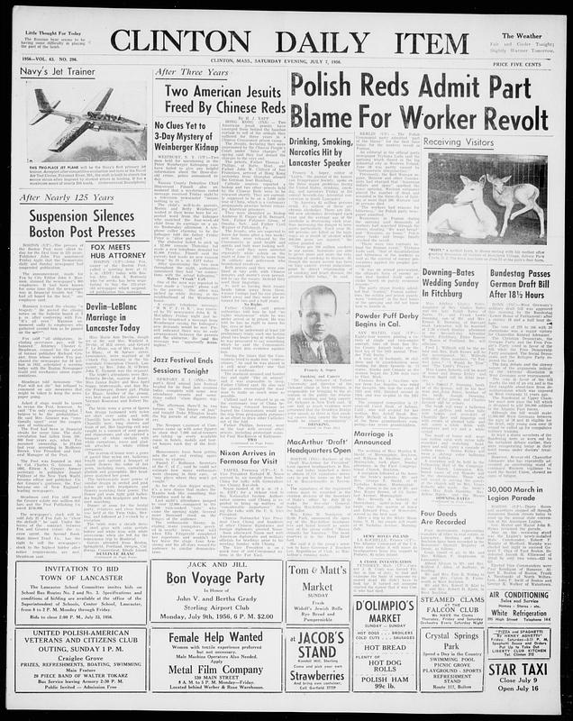Clinton Daily Item. July 07, 1956 - Digital Commonwealth