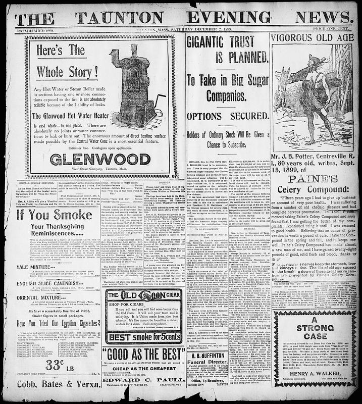 The Taunton Evening News. December 02, 1899 - Digital Commonwealth