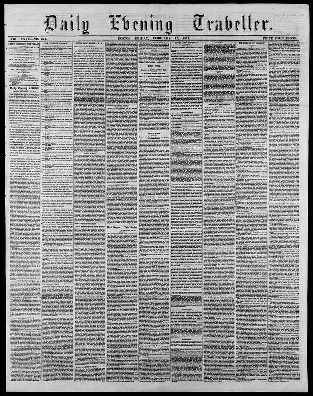 Daily Evening Traveller. February 17, 1871 - Digital Commonwealth
