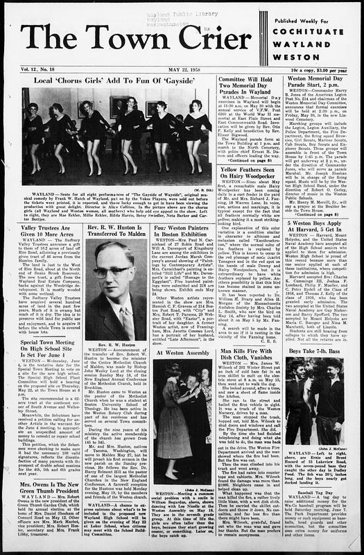 The Town Crier. May 22, 1958 - Digital Commonwealth