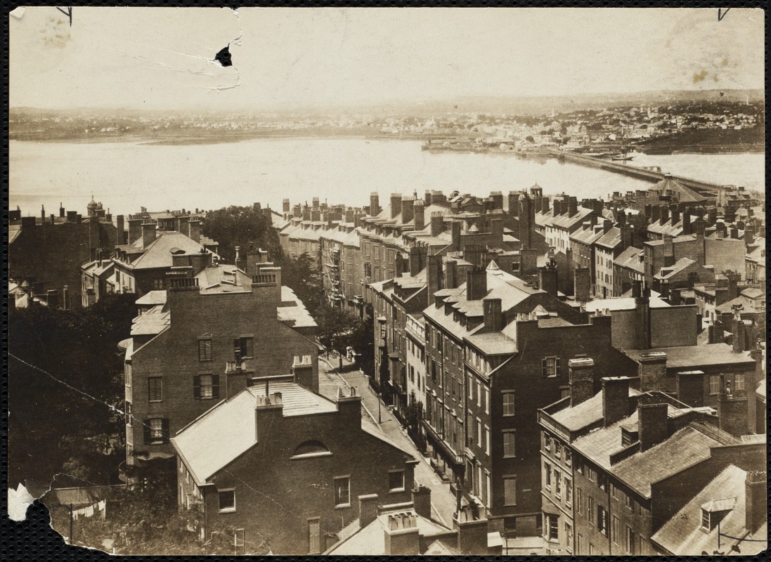Old Boston from State House looking northwest (Pinckney St. in ...