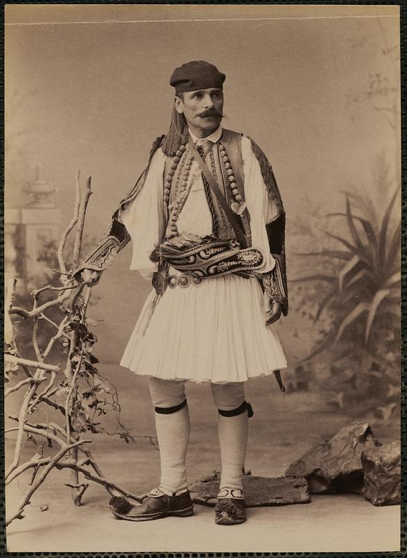 Studio portrait of man in traditional Greek dress - Digital Commonwealth