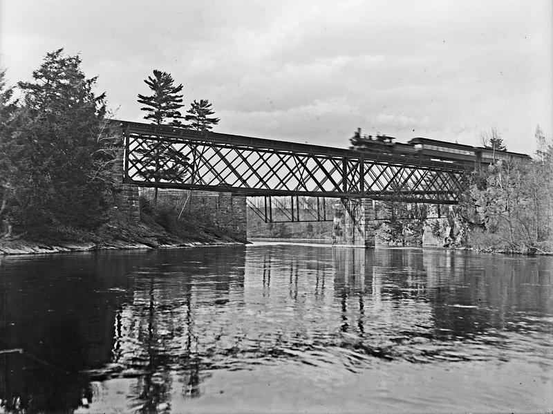 Indian Leap Bridge with train - Digital Commonwealth