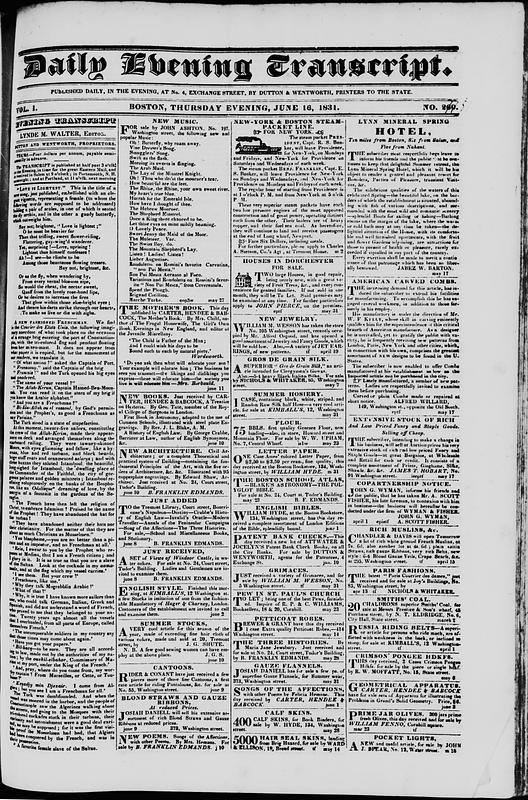 Daily Evening Transcript. June 16, 1831 - Digital Commonwealth