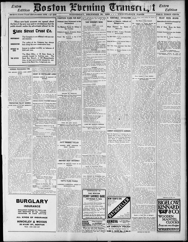 Boston Evening Transcript. December 30, 1908 - Digital Commonwealth