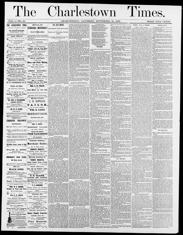 The Charlestown Times. September 13, 1873 - Digital Commonwealth