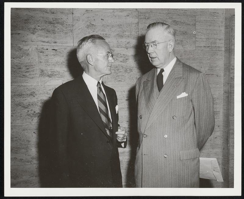 Esso Executive Here-- Frank W. Abrams (left), chairman of the board ...