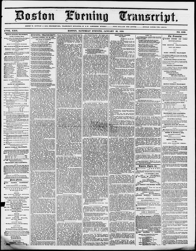 Boston Evening Transcript. January 23, 1858 - Digital Commonwealth