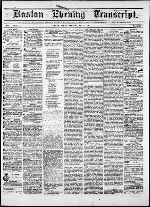 Boston Evening Transcript. July 27, 1866 - Digital Commonwealth