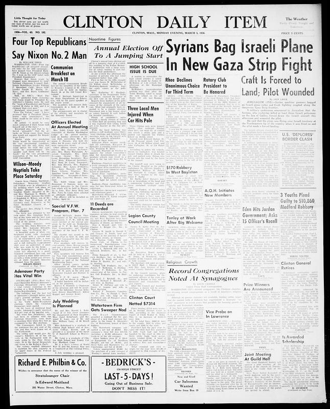 Clinton Daily Item. March 05, 1956 - Digital Commonwealth