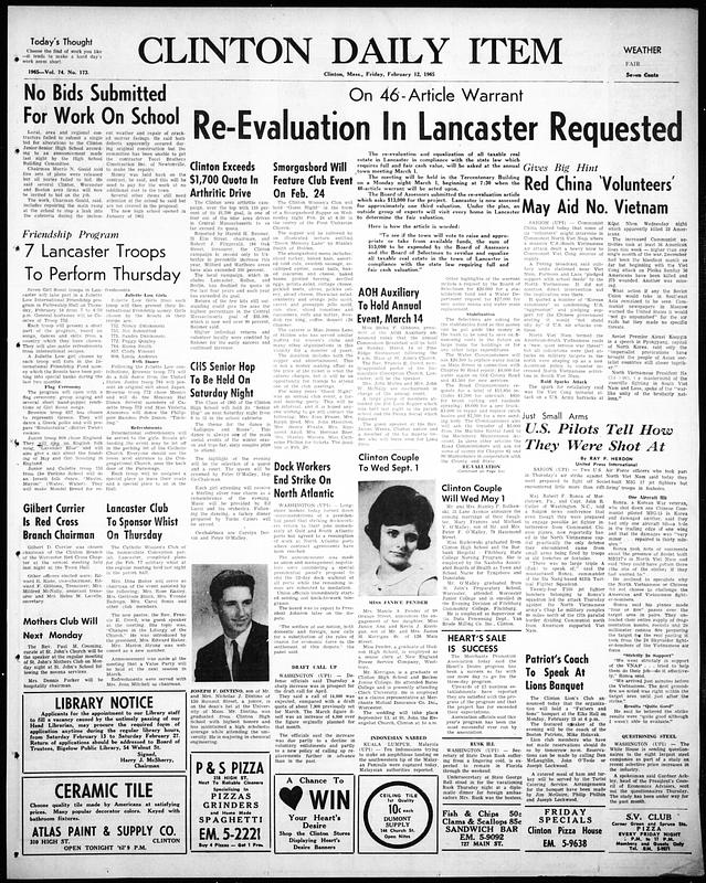 Clinton Daily Item. February 12, 1965 - Digital Commonwealth