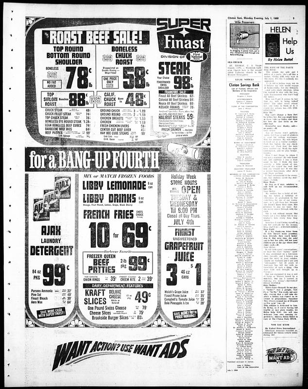 Clinton Daily Item. July 01, 1968 - Digital Commonwealth