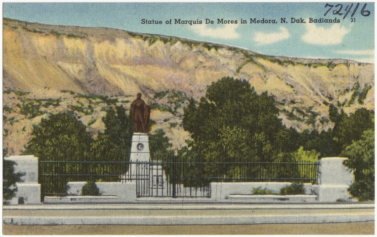 Statue of Marquis De Mores in Medora, N. Dak. Badlands - Digital ...
