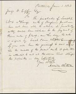 Harrison Whitman to George Coffin, 1 June 1834 - Digital Commonwealth
