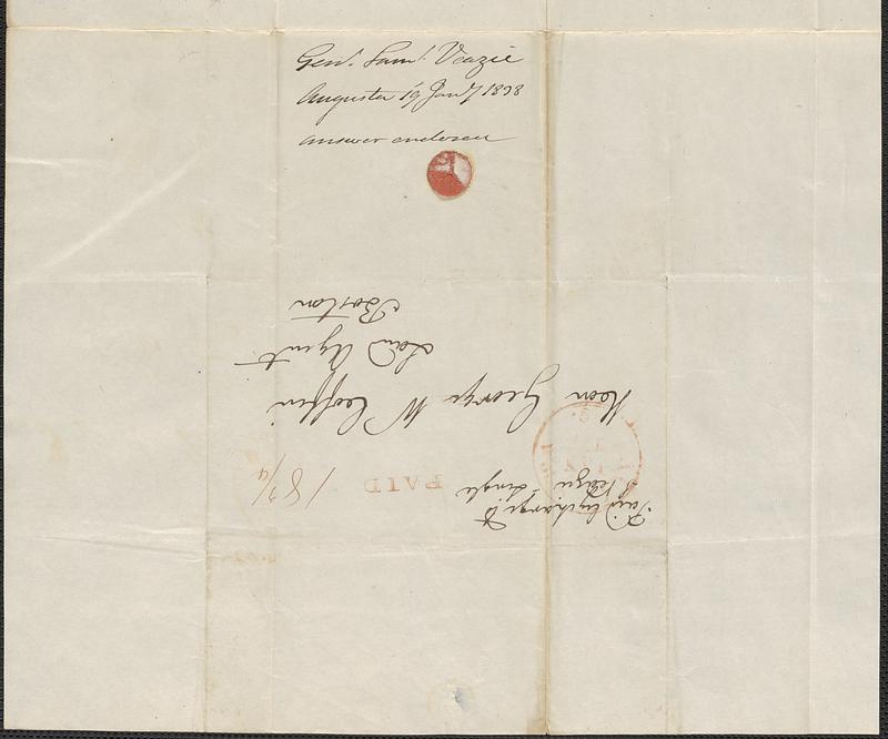 General Samuel Veazie to George Coffin, 19 January 1838 - Digital ...