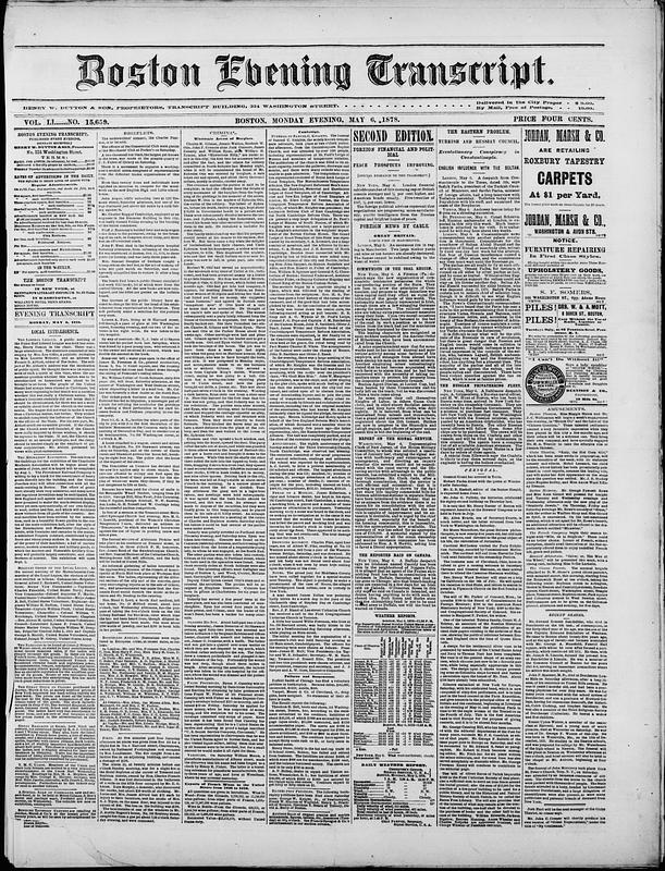 Boston Evening Transcript. May 06, 1878 - Digital Commonwealth