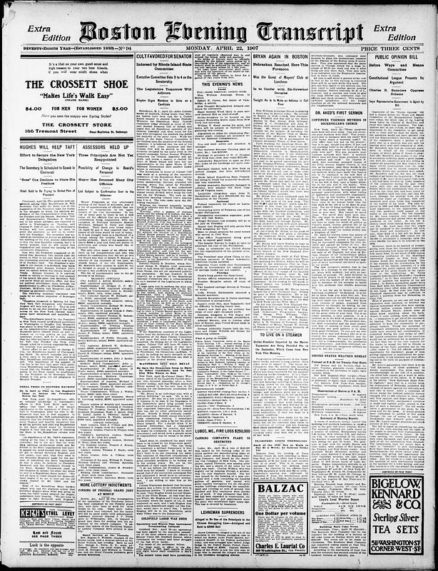 Boston Evening Transcript. April 22, 1907 - Digital Commonwealth