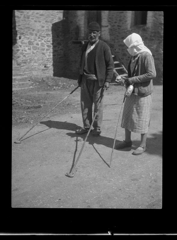 People with walking sticks, Greece - Digital Commonwealth