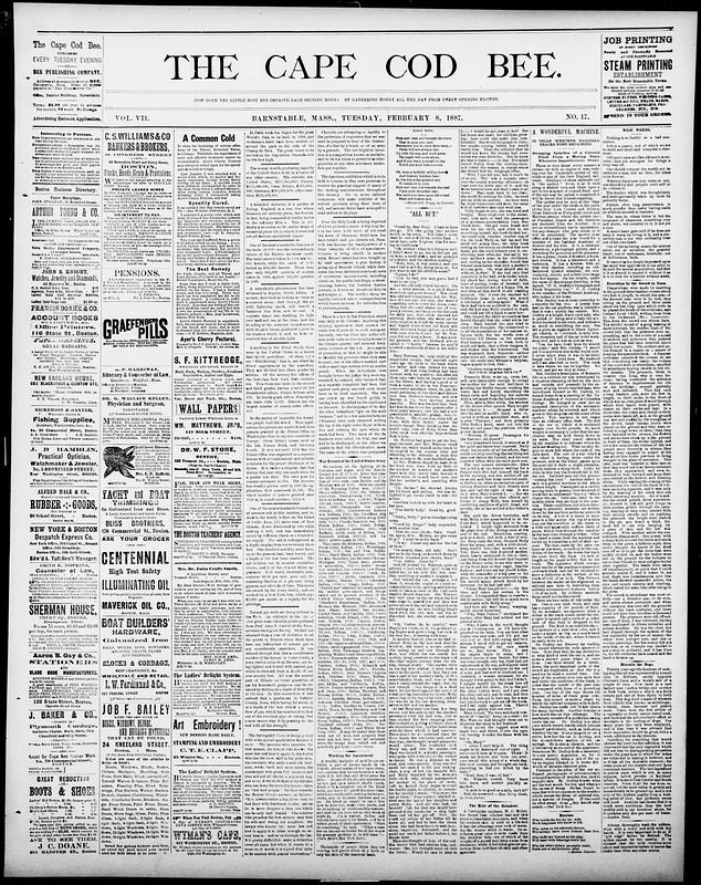 The Cape Cod Bee. February 08, 1887 - Digital Commonwealth