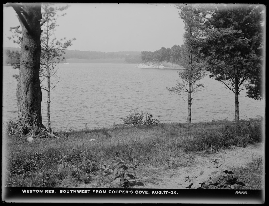 Weston Aqueduct, Weston Reservoir, southwest from Cooper's Cove, Weston ...