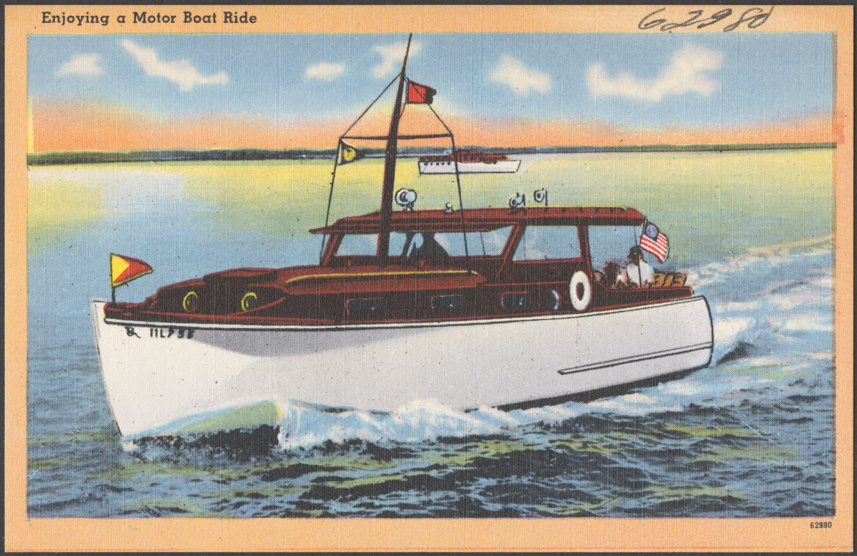 Enjoying a motor boat ride - Digital Commonwealth