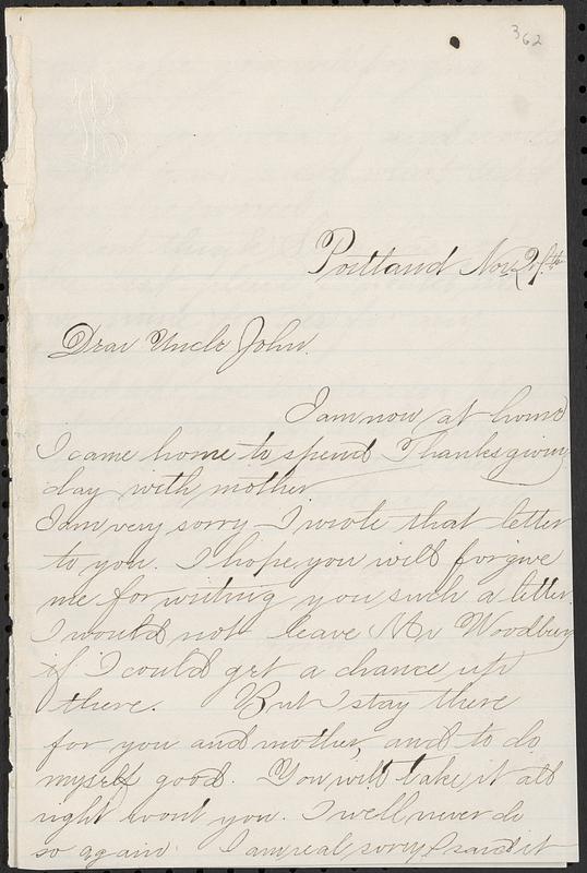 Letter from Zadoc Long III to John D. Long, November 24 - Digital ...