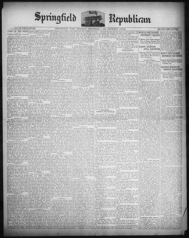 Springfield Weekly Republican. September 04, 1919 - Digital Commonwealth