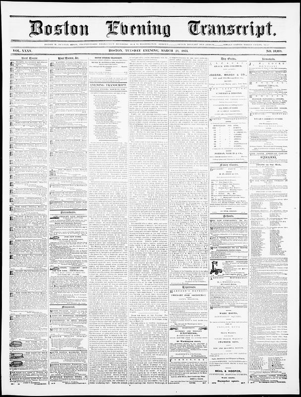 Boston Evening Transcript. March 24, 1863 - Digital Commonwealth