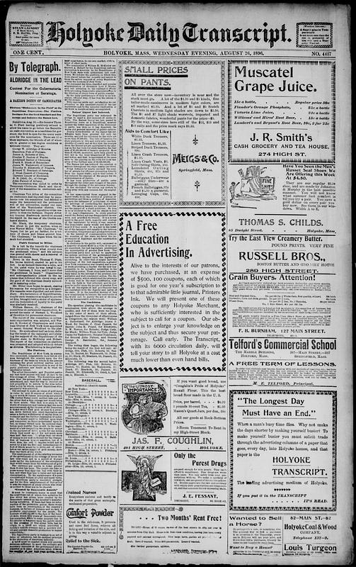 The Holyoke Daily Transcript. August 26, 1896 - Digital Commonwealth