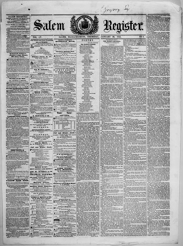 Salem Register. January 26, 1854 - Digital Commonwealth