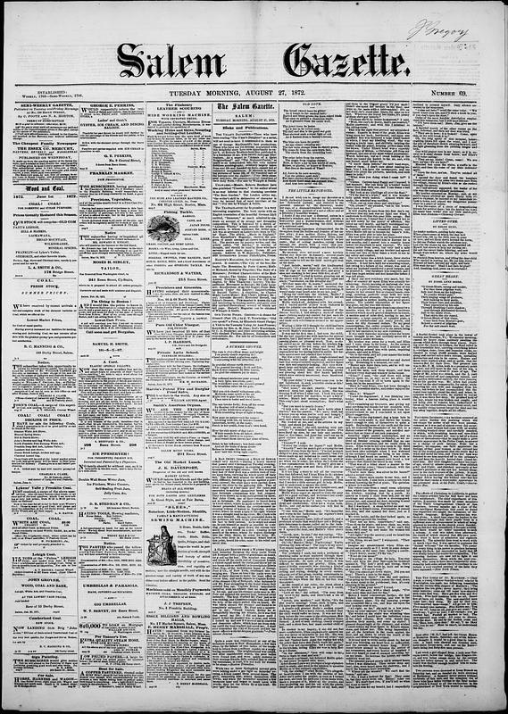 The Salem Gazette. August 27, 1872 - Digital Commonwealth